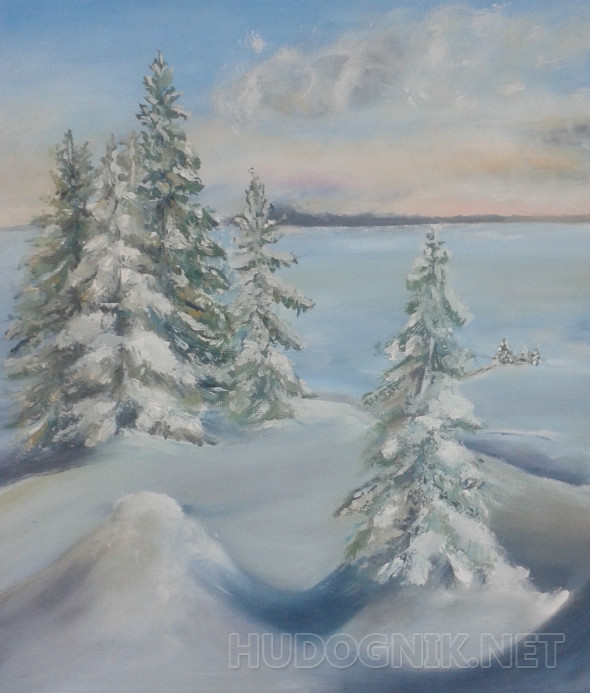 Картина Зимушка Размеры 30x40 Год 2017 Цена 16000 рублей Художник Кулик Юлия