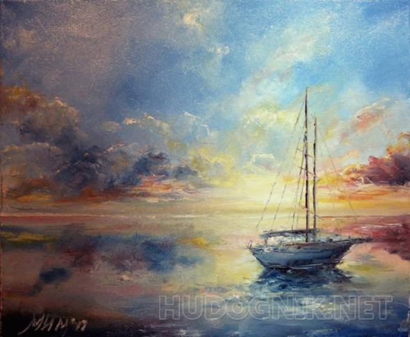 Картина Закат на море. Размеры: 60x50, Год: 2016, Цена: 12000 рублей ...