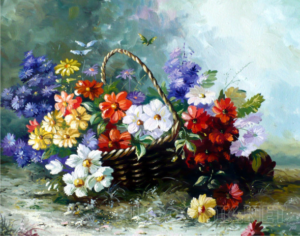 Картина корзина с цветами. Размеры: 50x40, Год: 2012, Цена: 5500 рублей ...