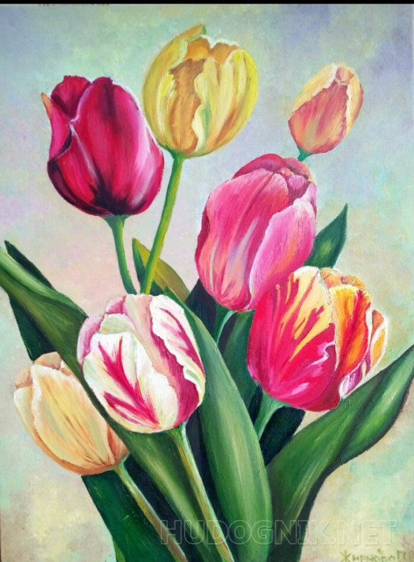 Картина Тюльпаны Размеры 30x40 Год 2019 Цена 5000 рублей Художник Жирнова Ольга Викторовна