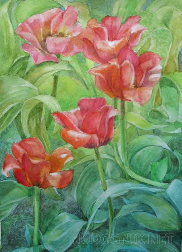 Картина "Тюльпаны". Размеры: 30x40, Год: 2018, Цена: 4200 рублей ...