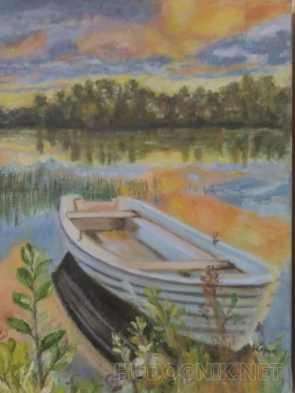 Картина Лодочка Размеры 30x40 Год 2020 Цена 6000 рублей Художник Стрельбина Наталья
