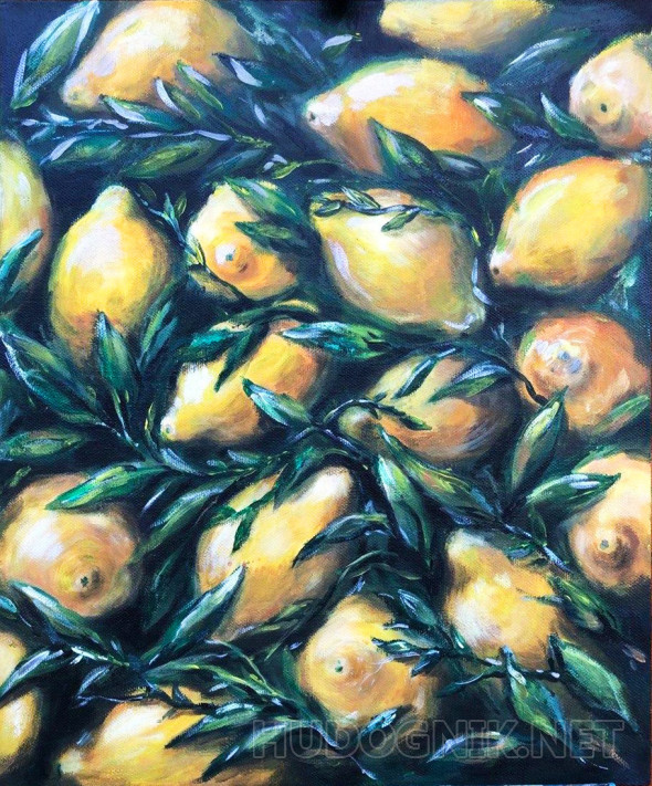 Картина Лимоны Размеры 50x60 Год 2020 Цена 6000 рублей Художник Юманова Ольга Николаевна