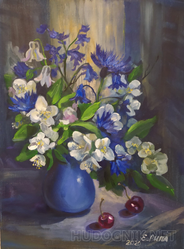 Картина Букет с жасмином. Размеры: 30x40, Год: 2020, Цена: 7500 рублей ...