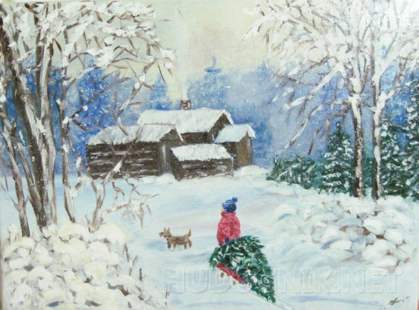 Картина Елка к празднику. Размеры: 40x30, Год: 2017, Цена: 3000 рублей ...