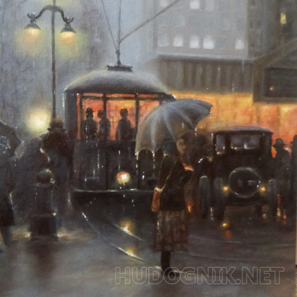 Картина Дождь в старом городе. Размеры: 30x40, Год: 2020, Цена: 7000 ...