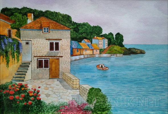 Картина Дом у моря. Размеры: 30x21, Год: 2020, Цена: 9800 рублей ...