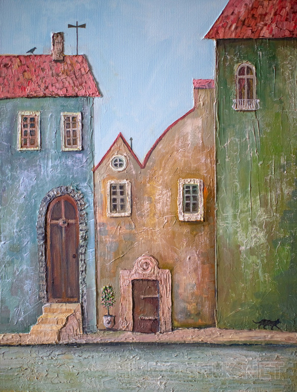 Картина Домики. Размеры: 45x60, Год: 2019, Цена: 22000 рублей Художник ...