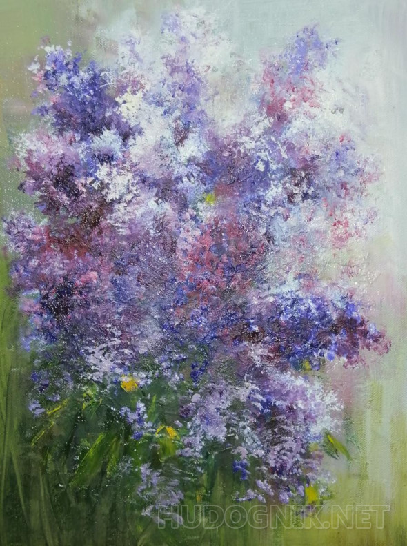 Картина Букет сирени Размеры 30x40 Год 2021 Цена 2000 рублей Художник Мифтахутдинов Наиль
