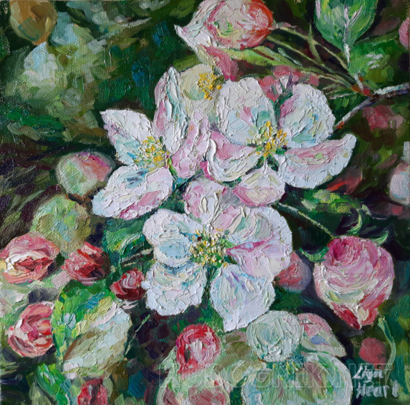 Картина Цветущая яблоня. Размеры: 45x45, Год: 2021, Цена: 6000 рублей ...