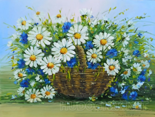 Картина Корзина с полевыми цветами. Размеры: 40x30, Год: 2022, Цена ...
