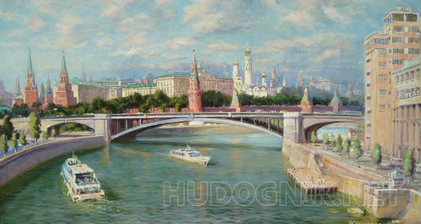 Картина Вид с Патриаршего моста на Кремль. Размеры: 110x60, Год: 2020 ...