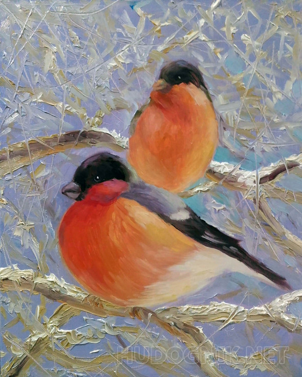 Картина Снегири. Размеры: 24x30, Год: 2017, Цена: 2000 рублей Художник ...