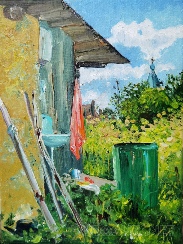 Картина Деревенский дворик Размеры 18x24 Год 2021 Цена 8000 рублей Художник Григ Ника