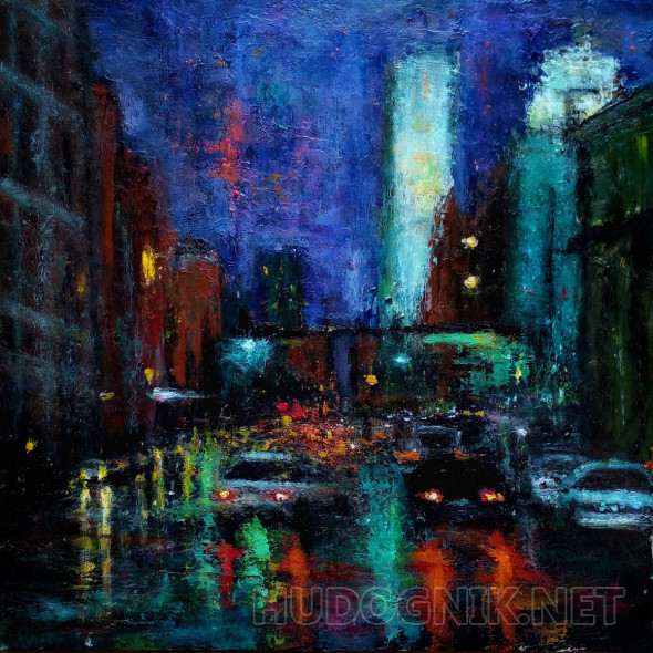 Картина Ночной город Размеры 30x30 Цена 4350 рублей Художник