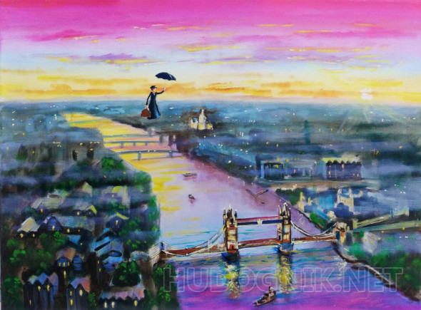 Картина Мэри Поппинс Размеры 80x60 Год 2022 Цена 42000 рублей Художник Виктория Рыбцова