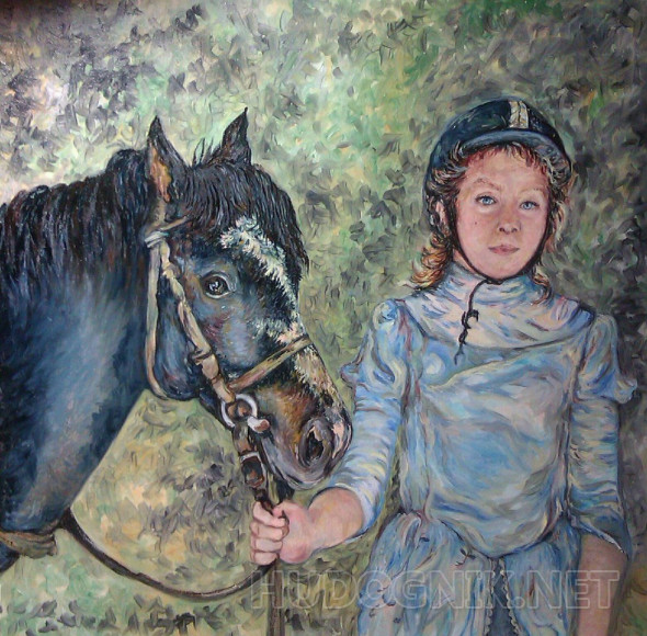 Картина Девочка и пони. Размеры: 40x40, Год: 2016, Цена: 10000 рублей ...