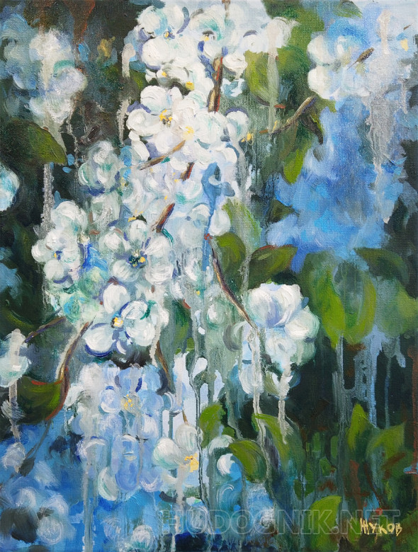 Картина Ветка яблони Размеры 30x40 Год 2023 Цена 48000 рублей Художник Жуков Алексей